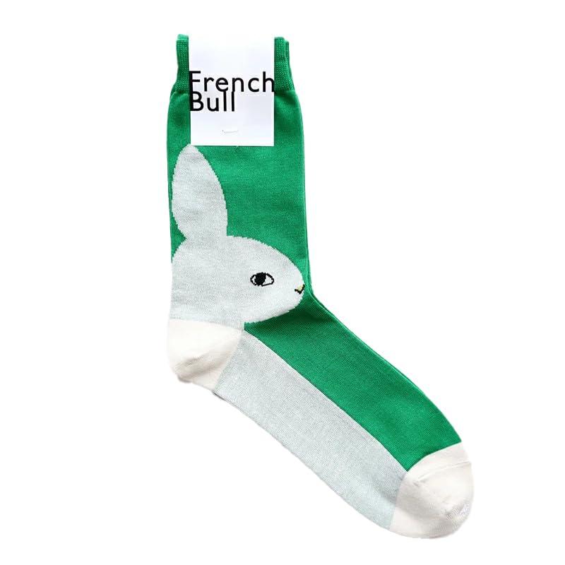 [French Bull] フレンチブル うさぎソックス No.11-24275 ウサギ柄 横顔 毛羽の少ないスーピマコットン使用 レディース 日本製COLOR : GREEN・DARK BLUE・GREY・BLACKSIZE : 23-2...