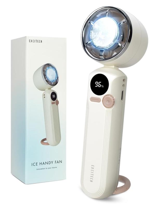 Excitech ハンディファン 携帯扇風機 手持ち扇風機 首掛け 静音 超軽量 ギフト 【瞬間冷却プレート×100段階風量調節】