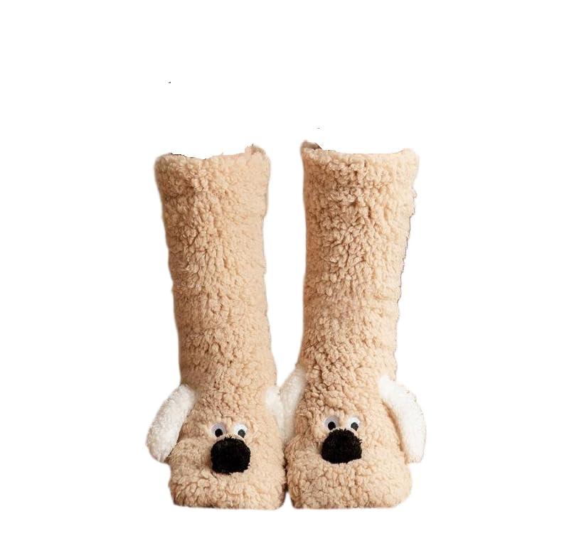 [Duahuazhai] 滑り止め、フローリングソックス、裏起毛、冬、ルームソックス、厚手、床用、室内、暖かい、可愛い、かわいい、ギフト、プレゼント、保温、 男女兼用,床用防滑設計で室内でも安全 ソックス底面に特殊な滑り止め点加工を施してい...