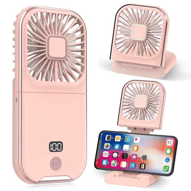 Dealwin ハンディファン 携帯扇風機 卓上 手持ち扇風機 4段階風量調節 手持ち 卓上 首掛け スタンド機能 ミニ 卓上せんぷうきストラップ付き