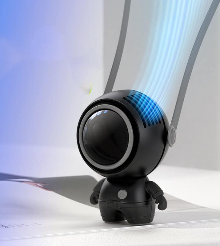 Fantasee 宇宙飛行士ポータブル扇風機 手持ちネックファン 3速 USB充電式ミニ冷却パーソナルファン 子供/大人/ホームオフィス/屋内/屋外ギフトユニークなデザイン:愛らしい宇宙飛行士のデザイン、ポータブルファンであるだけでなく、多...