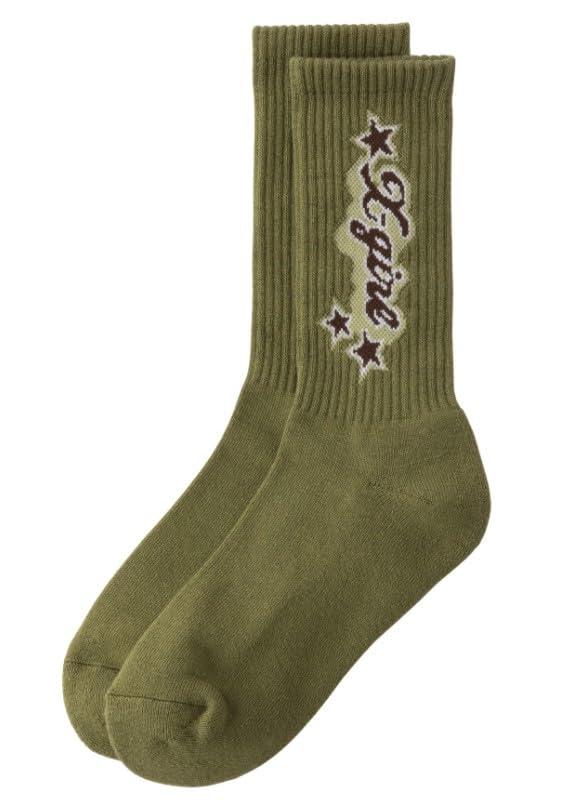 [エックスガール] 靴下 FLYING STARS LOGO RIB SOCKS レディース【サイズ】22cm-24cm＼毎日のスタイリングに重宝するリブソックス／定番のミドル丈ソックス。星のデザインが目を惹くX-girlロゴがポイント。足...