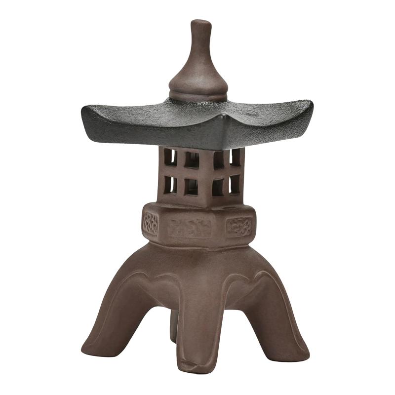 CHIORGONE セラミックチャイニーズガーデンランタン — 禅庭園用の伝統的な東洋塔像、茶道用線香立て、屋外瞑想装飾本格的なオリエンタルデザイン—このセラミックガーデンランタンは、伝統的な中国の塔の形が特徴で、屋外スペースにエレガントな...