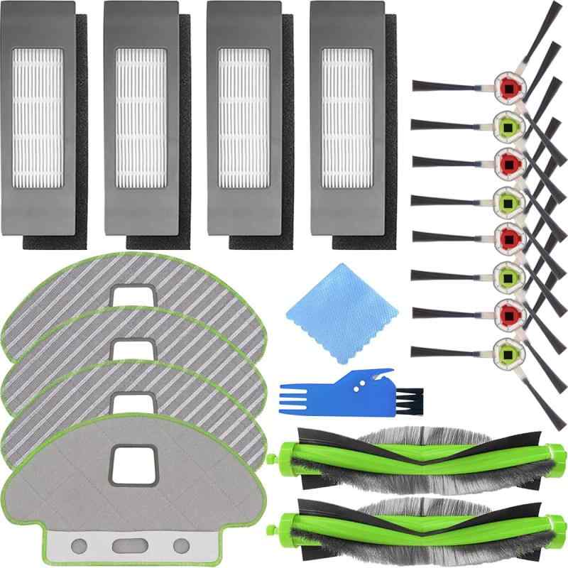 EATBALE 対応iRobot Roomba Combo 113 R113840 R111840 ロボット掃除機用交換パーツキット、アクセサリー ローラーブラシ2個 + フィルター4個 + サイドブラシ8個 + モップクロス4個 + クリ...