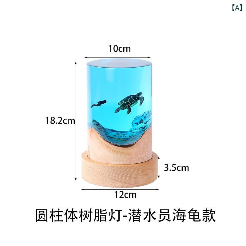 クリエイティブな 卓上 手作り ミニチュア 景観 飾り 海の カメ シャチ ダイバー 円柱 型 木製 樹脂 製 ナイト ライト素材: クリスタル接着剤商品番号: SC-10ブランド: その他カテゴリー: 樹脂工芸品パッケージ: カートン梱包...