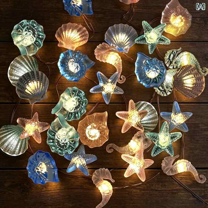 Led 銅 線 灯 水槽 灯 串 海洋 シリーズ 貝殻 海 皇 星 海馬 海 螺 留め 具 装飾 灯 防水 金ライトの色: 10の組み合わせ,7つの組み合わせ,オーシャン 6 つの組み合わせ,4つの組み合わせ,ブルーオーシャン 4種ミックス...