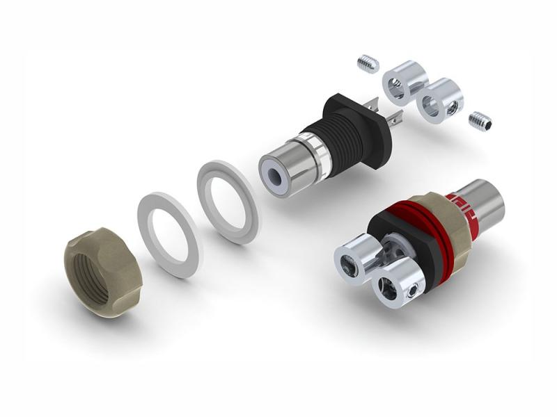 aeco RCA Jack ARJ-4045R, 2pcs/1set, Rhodium Plating, Vacuum bag一般的RCAプラグも使える導体単点接続/絶縁性良い高純度銅(99%以上)半田付け、ネジタイプ両方とも対応するニッケ...