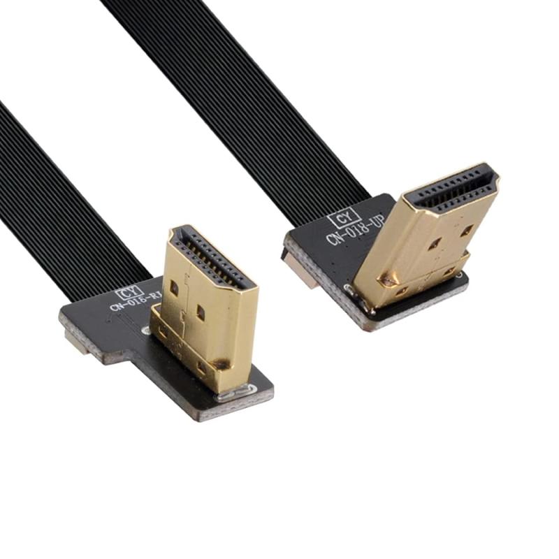 chenyang CY Type A HDMI オス 上向き角度 90度 - HDMI オス 直角 90度 HDTV FPC フラットケーブル 30cm FPV HDTV マルチコプター 航空写真用ケーブルの長さ: 30cm。ケーブルとコネ...