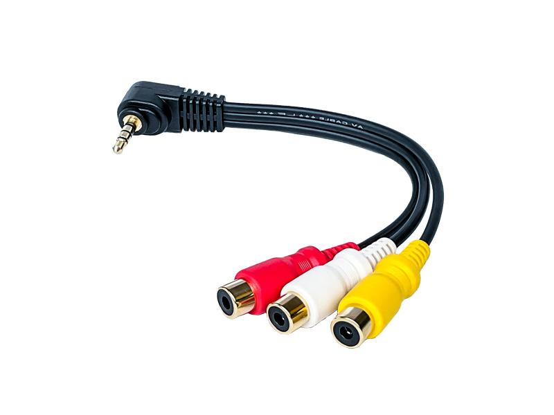 フジパーツ 4極 3.5mm ミニプラグ(オス) - RCAジャツク×3(メス)変換ケーブル 0.1m 高純度99.996％OFC無酸素銅ケーブル AD-511金メッキプラグ　4極ミニプラグ、ピン（RCA）ジャック×3　変換ケーブル　長さ0...