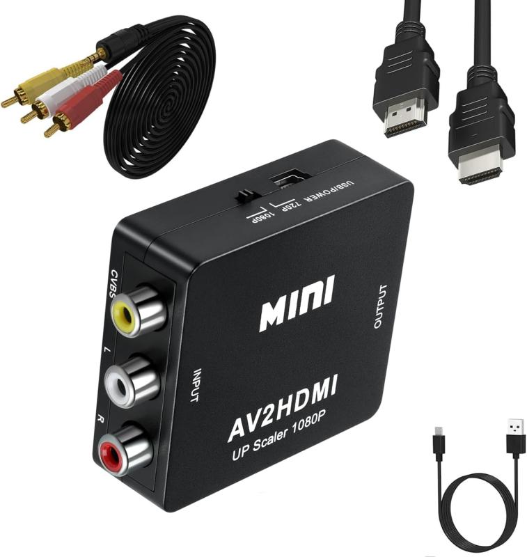 RCA to HDMI 変換コンバーター AV to hdmi 変換 SASADA コンポジット hdmi 変換 レトロゲーム機（XB00X、PS1、PS2、SNES、Wii、N64）ビデオレコーダー(DVD、VCR、VHS)など3色端子 ...