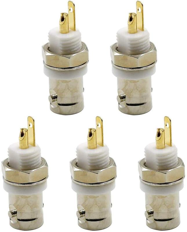 Coolotic 5セット CCTV カメラ BNC メス カプラー アダプタ コネクタ BNCメスジャックバルクヘッドはんだパネルマウント絶縁同軸RFコネクタ【パッケージ付属】：5 xBNCメスジャック【タイプ】：ナットバルクヘッドハンド...