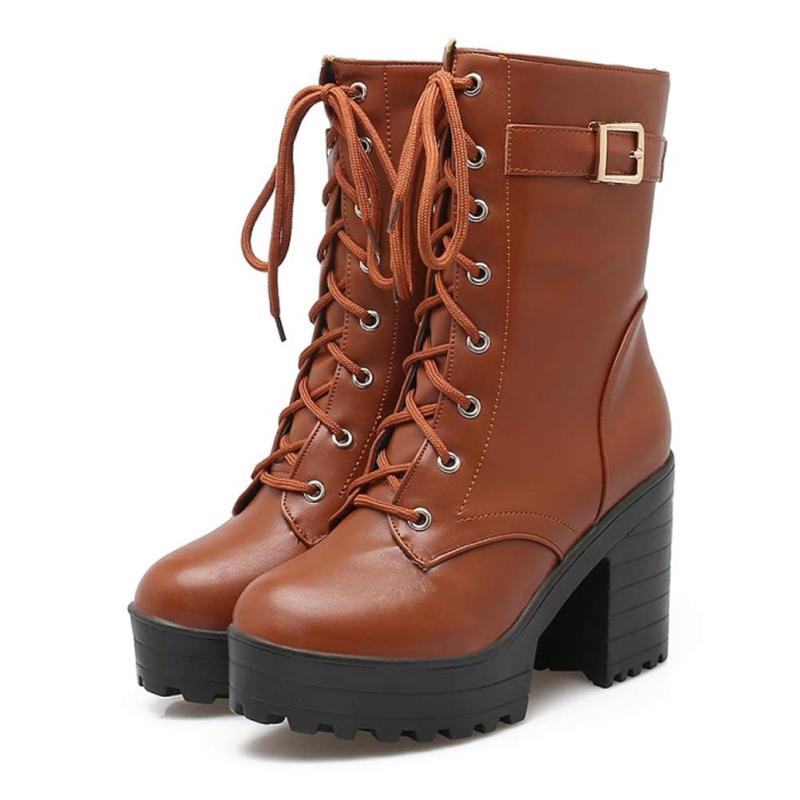 [Cozy Maker] C&amp;M ブーツ レディース レースアップ 編み上げ 厚底 太ヒール ローヒール 秋冬 美脚 カジュアルシューズ COSPLAY コスプレ シンプル 無地大人可愛いショートブーツ入荷しました。毎日の通勤や通学...