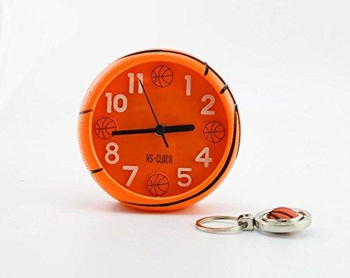 naissant 【バスケキーホルダーセット】バスケット ボール 型 アナログ 静穏 目覚まし時計 バスケットボール インテリア クロック バスケ 好きの方にバスケ好きにはたまらない見ているだけでも心がワクワク楽しい目覚まし時計とキーホルダ...