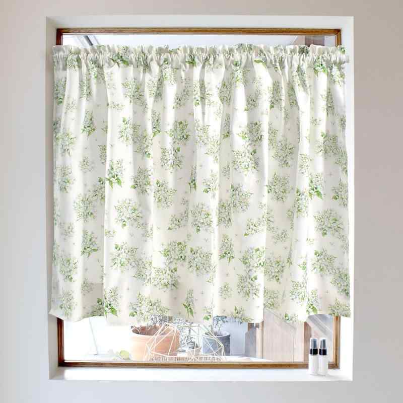 スタイルデコール(STYLE Decor) カフェカーテン 綿100% (72cm×142cm) スタンダードタイプ ジャスミン ホワイト W3904430ジャスミン ホワイト：繊細なタッチでユリやチューリップなどの様々な花が描かれた、ロマ...