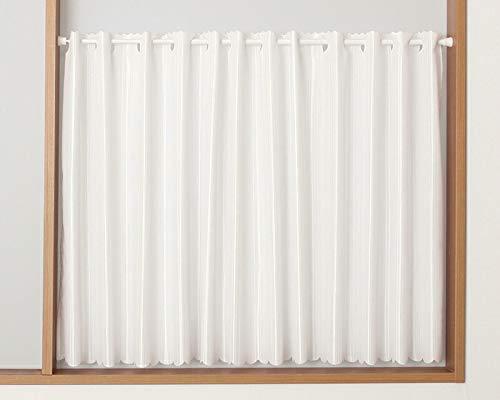 カーテン天国 カフェカーテン ワイドサイズ UVカット率88.2% ミラーレース 夜でも見えにくい 断熱 防炎加工 4177ストライプホワイト 1枚入カーテン天国オリジナル商品です。表示サイズは生地を広げた状態のサイズです。UVカット率88...