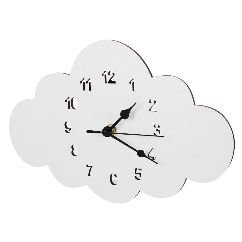 Lurrose 壁掛け時計 静音ムーブメント 木製 雲型 北欧風 寝室用 掛け時計 リビングルーム装飾 かわいい壁時計 ホワイト雲の形をした壁掛け時計：この静かな時計の低騒音設計は、あなたが眠っているときに邪魔をしません。寝室、保育園の壁掛...