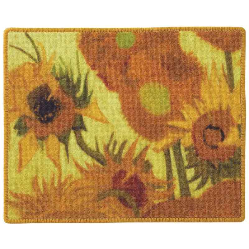 平津産業(Hiratsu Sangyo) 名画 洗面台マット ゴッホ ひまわり 50×40cm 日本製 滑りにくい加工 洗える おしゃれ 大判 北欧 お風呂 浴室 かわいい 足ふき ドア 掃除 室内 大きめ 92150000【サイズ】50×...