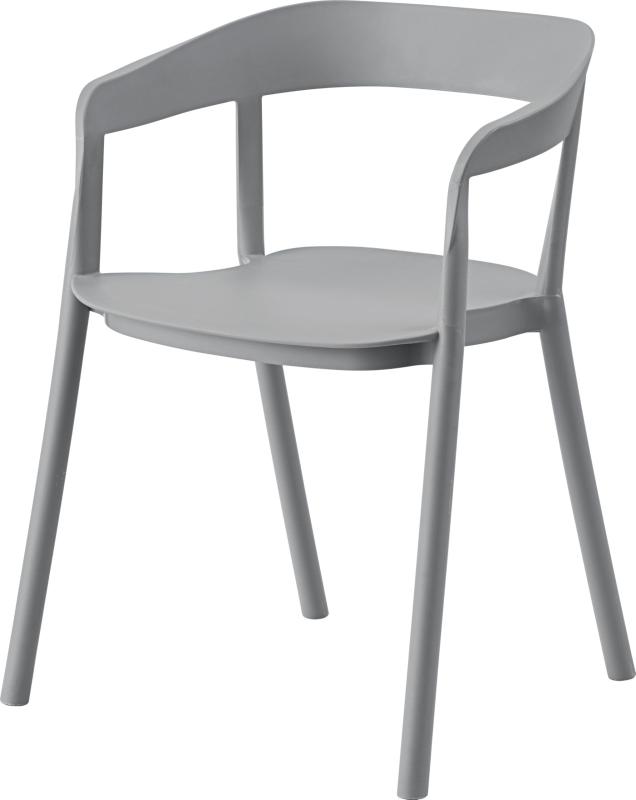 株式会社東谷 アームチェア スタッキングチェア グレーサイズ(cm):W57×D51.5×H76×SH46材質:ポリプロピレンモノトーンで飽きのこないシンプルな樹脂製のアームチェア。手入れのしやすさも魅力です。
