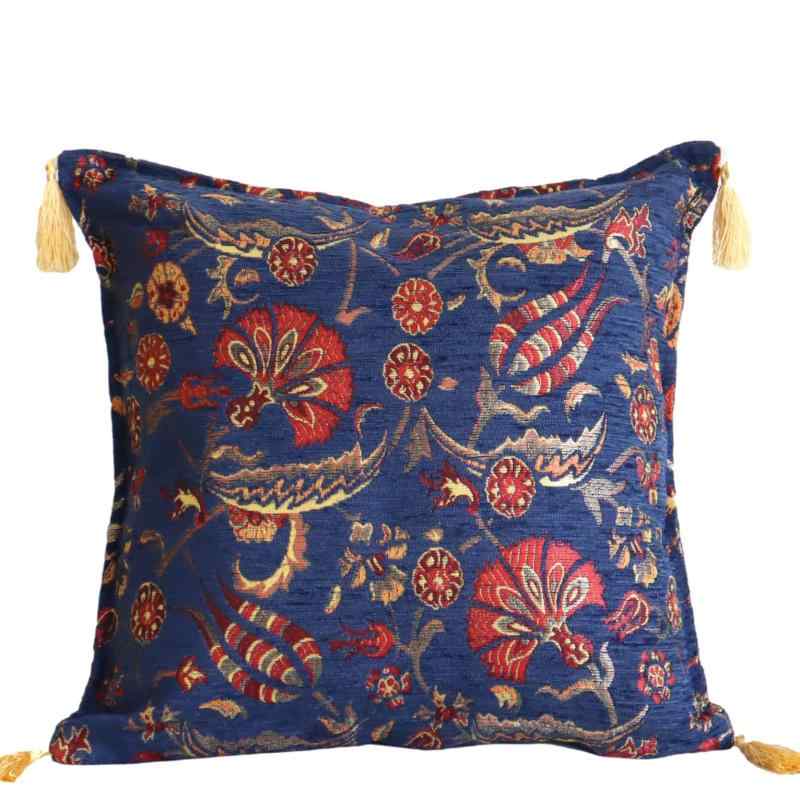 クッションカバー トルコデザイン シュニール素材のクッションカバー・オットマンフラワー