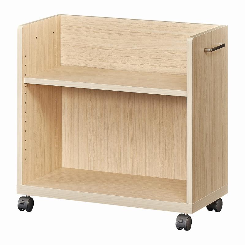 白井産業 デスクサイドに便利 サイドワゴン ラック キャスター付き デスク下収納 A4ファイルボックス縦置き対応 背面化粧 木製