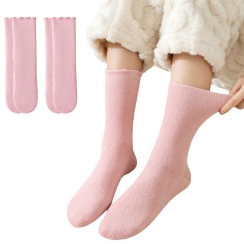 [ISAX] あったか 靴下 寝る時用靴下 2足セット ルームソックス 就寝ソックス ハイソックス レディース ゆったり 厚手 睡眠用 冷え対策 保温 防寒【保温力性の高い厚手フリース両面採用】表裏両面に高機能フリースを使用。ふんわりとした...