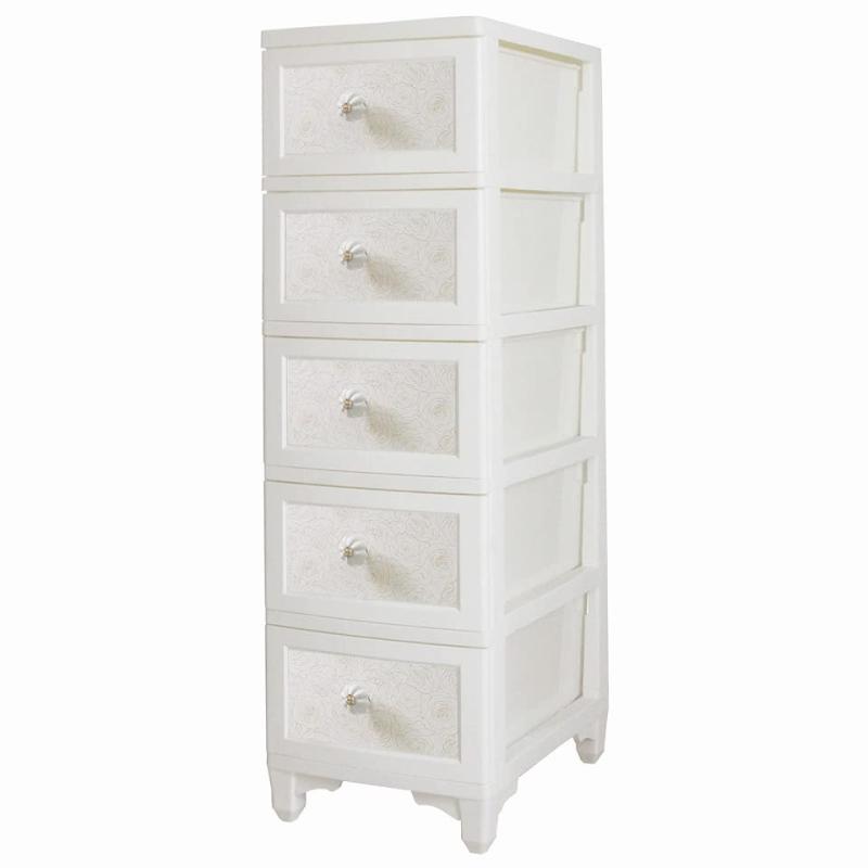 Lilou de coco（リルデココ） ドレスチェンジチェスト 5段 モダンローズ高級感のある陶器の取手