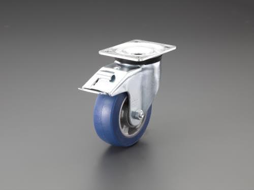 ESCO エスコ 100mmキャスター(自在金具/ブレーキ付) EA986KA-21ボールベアリング耐熱温度:-25/70℃材質:金具:スチール、車輪:ポリウレタン自在車輪、後ストッパー付車輪径×幅:100×40mm