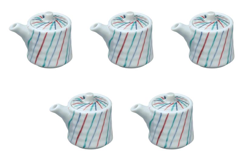 5個セット 古染三色十草ミニ汁次 [ 6.5×4.6×5.6cm(50cc) ] | 調味料入 セトモノホンポ(Setomonohonpo)各[ 6.5×4.6×5.6cm(50cc) ]