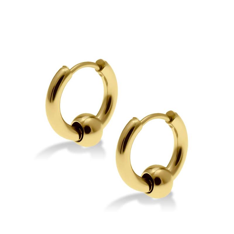 [Puente] 3色 ビーズ付き フープピアス ステンレス 両耳セット ビーズピアス メンズ レディース ボール ボール付き ピアス リングピアス ボール6mm ビーズ 18G アレルギーアレルギー対応 太め