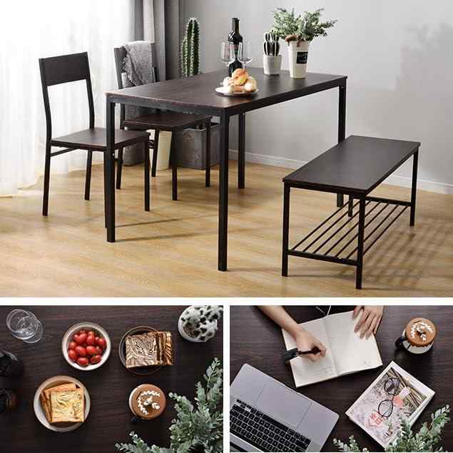 オーエスジェイ(OSJ) 「四角」ダイニング4点セット ダイニングテーブル 食卓 チェア2脚 ベンチ1脚 幅110 コンパクトサイズ 4人掛け おしゃれ 新生活 ブラウン【サイズ】】テーブル:幅110x奥行70x高さ75cm チェア:幅45...