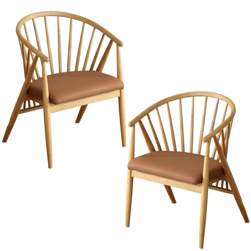 ダイニングチェア 2脚セット合成皮革(PVC)幅55×奥行53×高さ74×座面高43cmナチュラル474039本体サイズ：幅55×奥行53×高さ74×座面高43cm重量：6.5kg素材：アッシュ無垢材、合成皮革(PVC)生産国：ベトナム2脚...