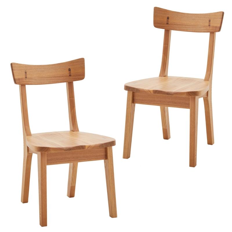 ダイニングチェア 椅子 木製チェア 肘無し 2脚セット タモ材 ナチュラル 462601サイズ：幅45.5×奥行52.5×高さ80×座面高42cm重量：8.5kg素材：タモ材 ウレタン塗装2脚セットになります。