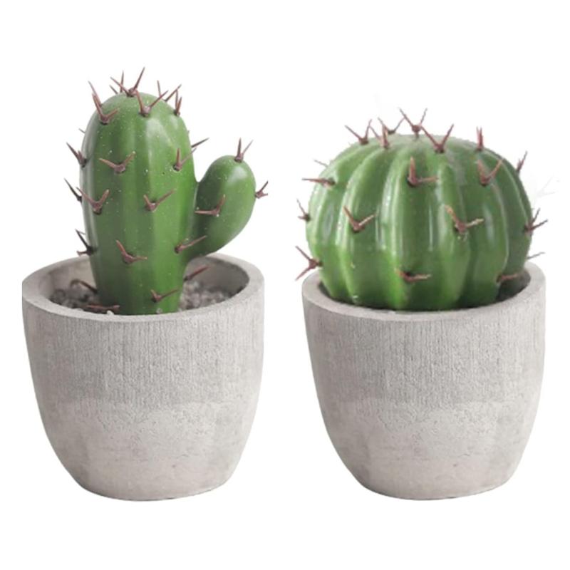 Wonderix サボテン フェイク 植物 模型 置物 2個セット ミニサボテン フェイクグリーン 観葉植物 多肉植物 オブジェ インテリアリアルな質感のミニ人工サボテン： 小さくて可愛らしいデザインで、デスクや棚に置くだけで自然な癒しをプ...