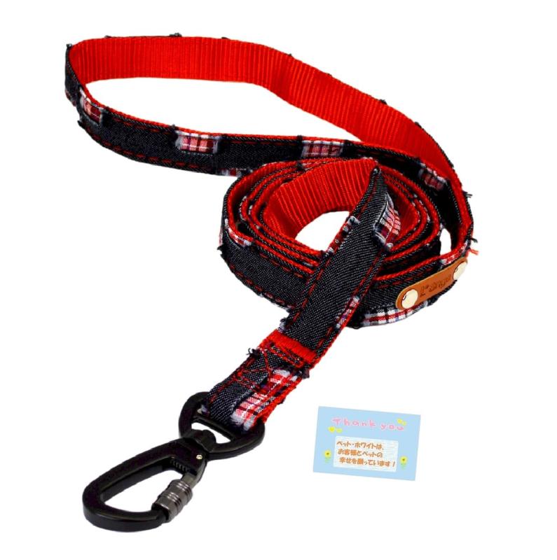【犬用リード 新型の留め具採用で安全性】 L'angeクラッシュデニムリードL 便利な登山用タイプ ダメージ加工デニム使用 ヴィンテージの味わい ブラック 全長120cm(持ち手20cm) 幅2cm 適用体重デザイン性: クラッシュデニム素...