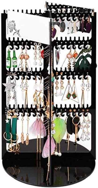 Anberotta ピアス イヤリング スタンド ネックレス 収納 360度回転 ミラー 鏡付き アクセサリー ジュエリー ディスプレイ N-J87-Tご自宅に増えていくピアスやイヤリングを綺麗にコレクションとしてもスッキリ収納できるジュエ...