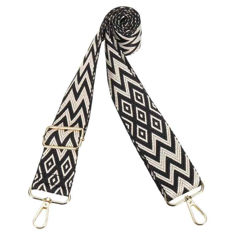 PATIKIL 55in パースストラップ交換用クロスボディ バッグストラップクロスボディユニバーサル調節可能なキャンバスボヘミアンパースハンドバッグギター用 黒仕様：素材：ポリエステルコットン、サイズ：ストラップサイズ：150x3.8cm...