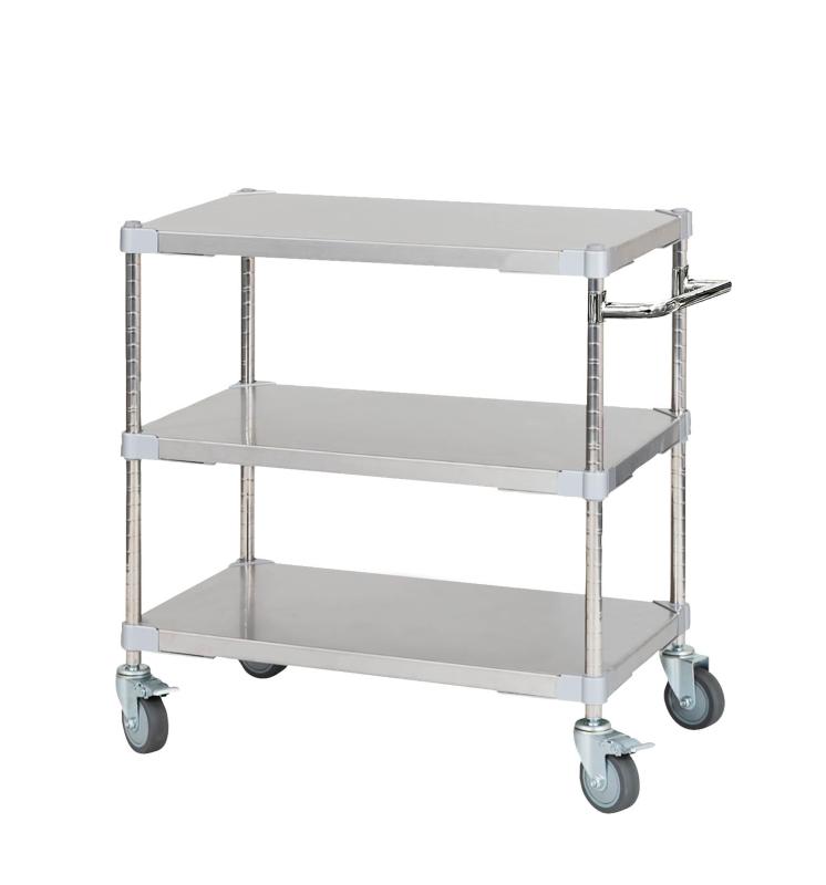 ステンレスシェルフワゴン46×76 3段キャスター700 取っ手付きSV