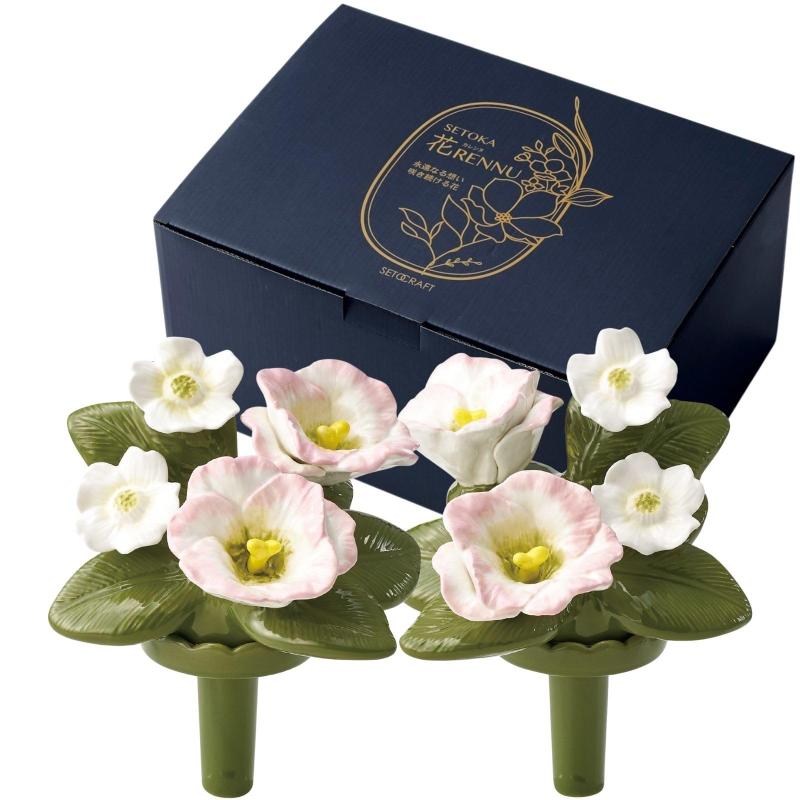 セトクラフト 花レンヌ 「100年 枯れない 桔梗トルコギキョウ(S)」 お墓用造花 仏壇用 お供え花 左右1対 約15×13×18cm 仏花 墓花 2束 屋外 陶磁器 墓参り お盆 お彼岸 カレンヌ P25-0752【100年、世代を越え...