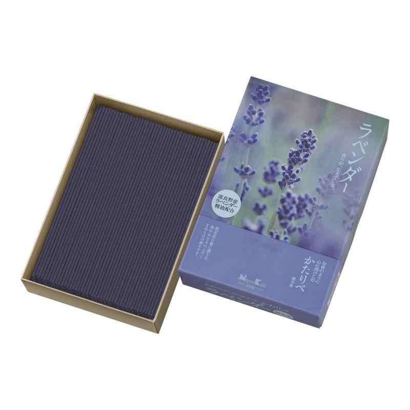 かたりべ ラベンダー 大容量 約200g 線香 日本香堂 煙少なめ開花前の蕾に満ちた、爽やかなラベンダーそのものの香りのお線香。