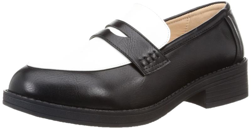 [サンエープラスフェミニン] ローファー コインローファー マニッシュ ローヒール 3.5cmヒール ラウンドトゥ 通勤 通学 3571 レディース ブラックホワイト 26.0 cm 2Eマニッシュ過ぎない丸みをおびたラウンドトゥタイプ。約...