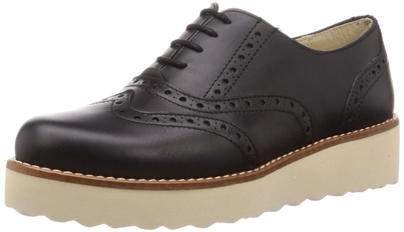 [ボントレ] ローファー 厚底レースアップシューズ レディース ブラック 24.0 cm 2Eプラットフォームの高さ:2.5cm