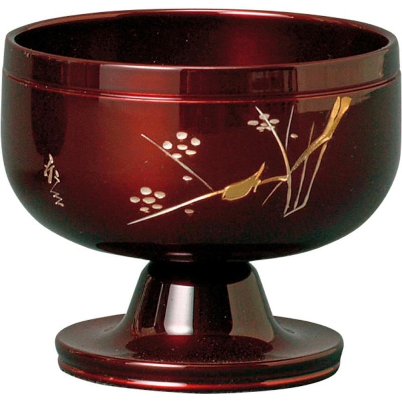 高台 りん 梅 うぐいす彫 ワインレッド 2.3寸音色がいいおりん