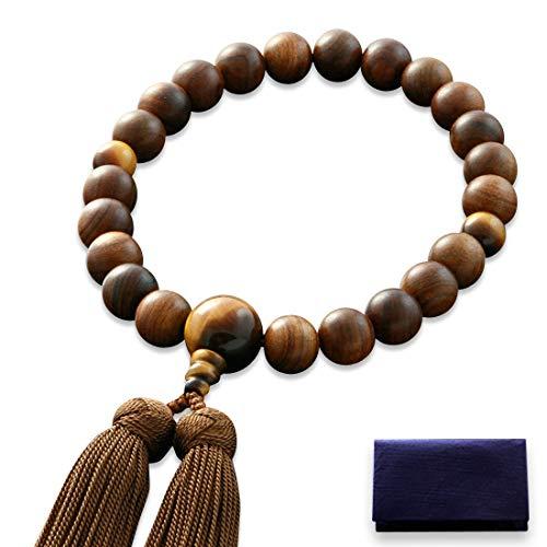京仏壇はやし 数珠 男性用 正絹 みやこ房 栴檀 (素挽き) 虎目石仕立て (男性用) [ タイガーアイ ] 【 数珠袋セット 】 M-021 京都 念珠 この念珠はすべての宗派でお使いいただけます主玉：素挽き栴檀12mm, 親玉： 虎目石...