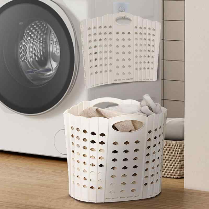 【NEXTe PLUS】 洗濯かご 折りたたみ ランドリー バスケット 洗濯カゴ 大容量 かご 収納 洗濯物入れ 洗濯籠 手持ち付 洗濯物カゴ 省スペース 防水 軽量 シンプル 通気性 衣類収納 【折りたためてスリムに収納】使わないときはコ...