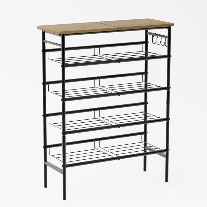 Druvia シューズラック 下駄箱【高級感のあるデザイン、木目調で質感が良い】 天板は密度板を使用し、木目調の仕上げが高級感を演出。質感にこだわったデザインが玄関にぴったりのスタイリッシュな印象を与えます。