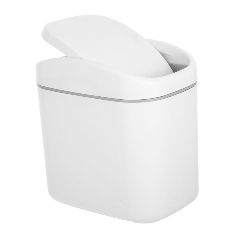 DEARMAMY 蓋付き卓上ミニゴミ箱 プラスチック製 16.5×16×11.2Cm 振って簡単開閉 省スペース オフィスや家庭用デスクトップ用便利な卓上ミニゴミ箱：コンパクトな16.5×16×11.2cmサイズで、デスク周りのゴミを効率的...