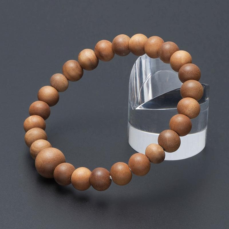 仏壇屋 滝田商店 特選腕輪念珠 木玉ブレス インド白檀 8mm玉(尺二玉)数珠ブレスレット・お守り・香木・ブレス数珠・念珠ブレスレット・腕輪数珠【滝田商店発行 証明書付】サイズ：内周約15.5cm・内周約16.5cm（どちらかお選び下さい）...