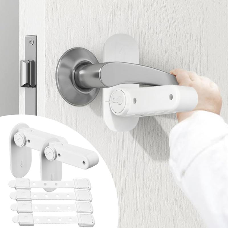 DRYYHEML(小さな店) 2個 ドアロック チャイルドロック ドアノブ ロック ドアストッパー ドアガード 子供 育児 サポート キャビネット 安全 いたずら防止 ペット脱走 いたずら対策 部屋 鍵 指はお子様やペットの侵入を防ぐ二重の...