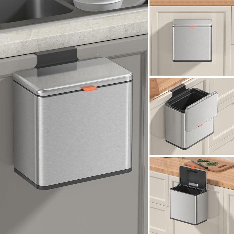 Mbillion 壁掛けゴミ箱 おしゃれ キッチン生ゴミ箱 フタ付き キャビネットこのゴミ箱は厳密に閉める設計で、臭いやゴミの拡散を防ぎます。キッチンやリビングなどの臭気の気になる場所に最適です。快適な生活環境を保ちながら、不快な臭いをシャ...