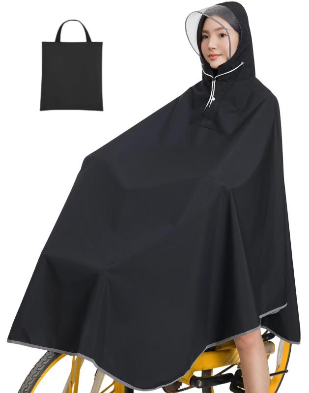 [HeiDiga] レインコート ポンチョ 自転車 レディース 軽量 防水 レインポンチョ かっは 雨具 反射材付きで 透明バイザー 二重ツバ付き 雨合羽 メンズ 大きいサイズ 防風 通勤 通学 梅雨 豪雨対【防水素材で全天候対応】雨の日は...